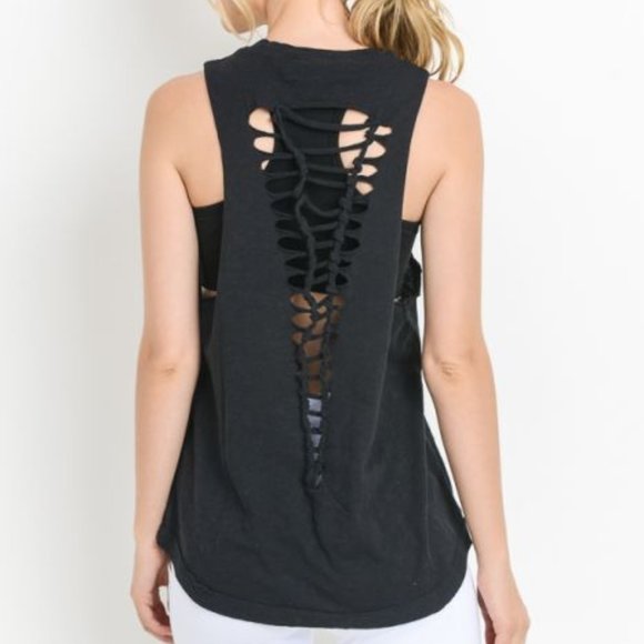 Mono B | Tops | Cutout Strap Ladder Back Muscle Tee | Poshmark